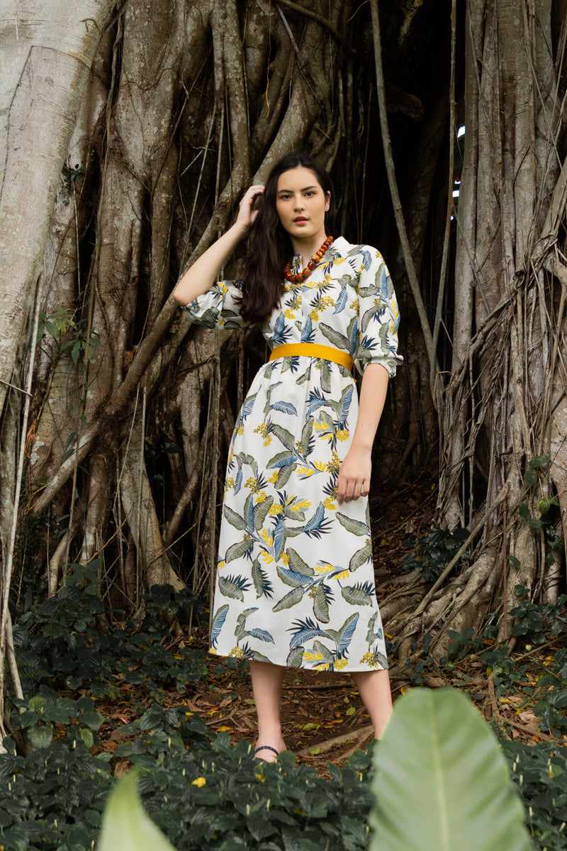 Bintan Cotton dress in "Banano" print by The Tangerine Road